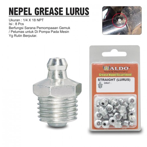 AL - NEPEL GREASE LURUS 1/4 x 18 NPT | Products - Aldo - Tools & Hardware
